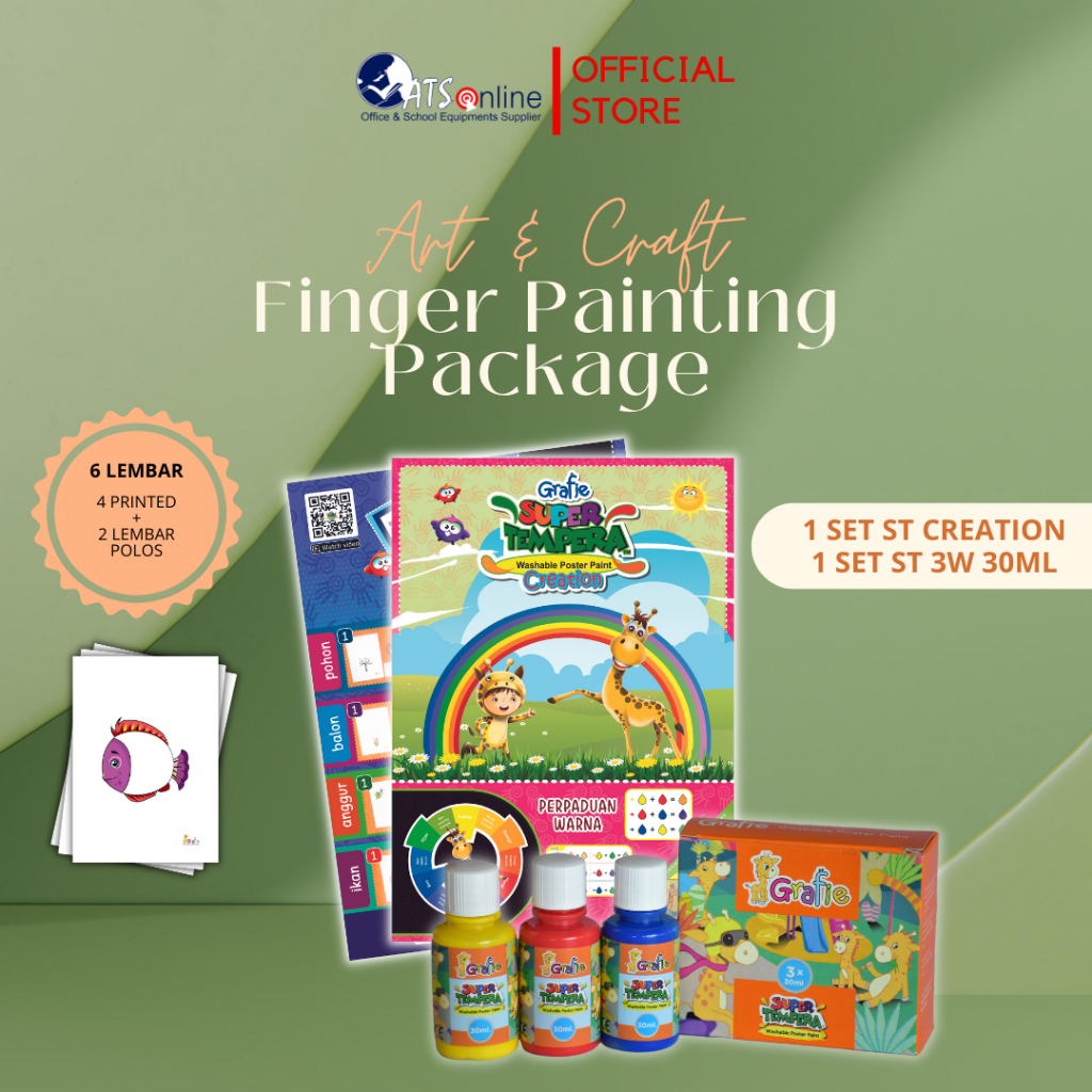 Jual GRAFIE SET MELUKIS Finger Painting Super Tempera 3 Warna 30ml ...