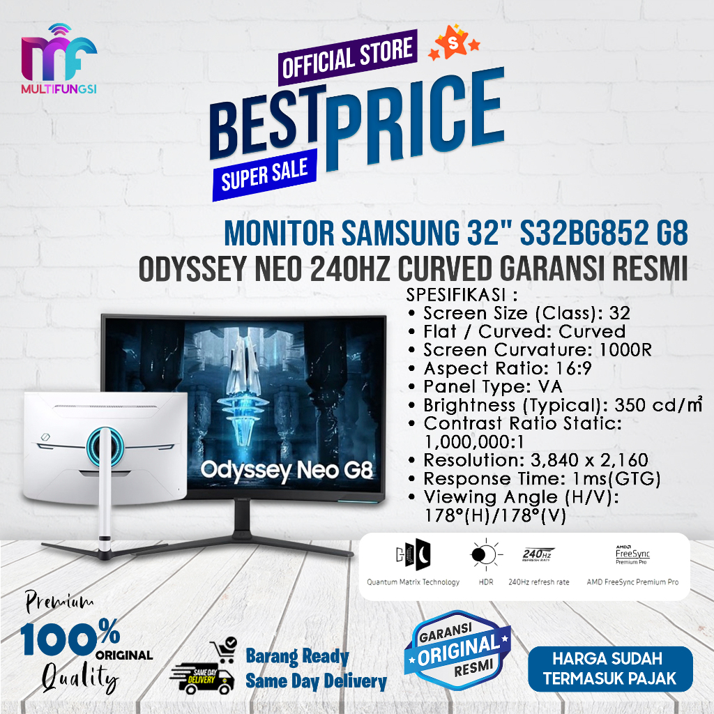 Jual Monitor Samsung 32" S32BG852 G8 Odyssey Neo 240Hz UHD Curved HDR10 ...