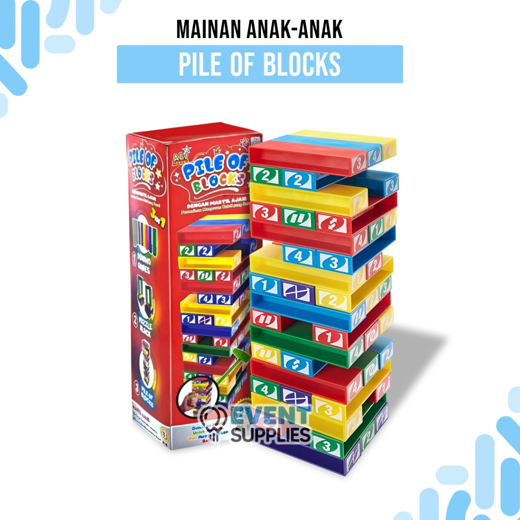 Jual Pile Of Blocks Balok 3in1 Balok Susun Tower Stacking Toys Board ...