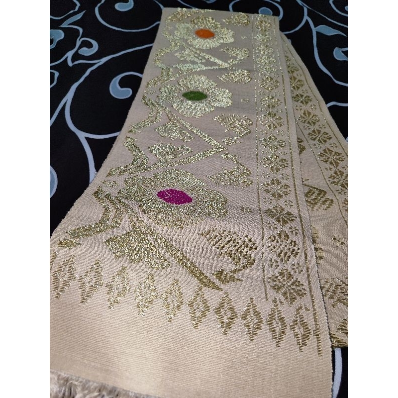 Jual SELENDANG SONGKET BESAR ( CREAM GOLD ) | Shopee Indonesia