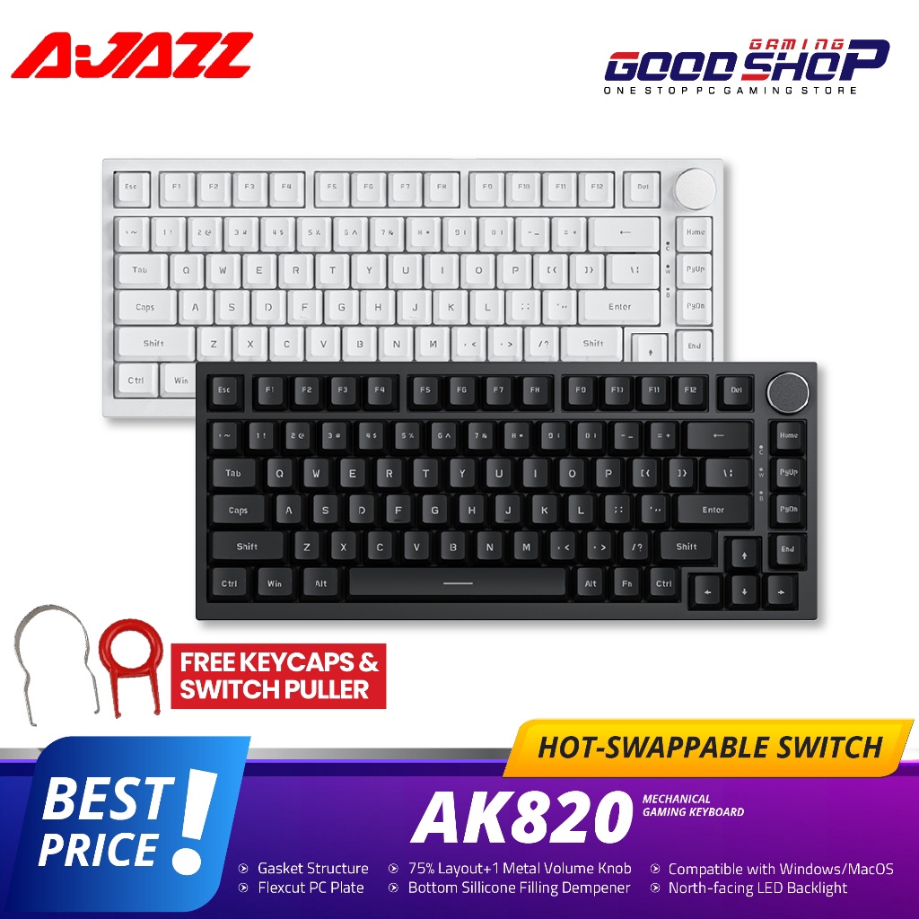 Jual Model Terkini AJAZZ AK82 Monochrome 75 Hotswappable Keyboard With ...