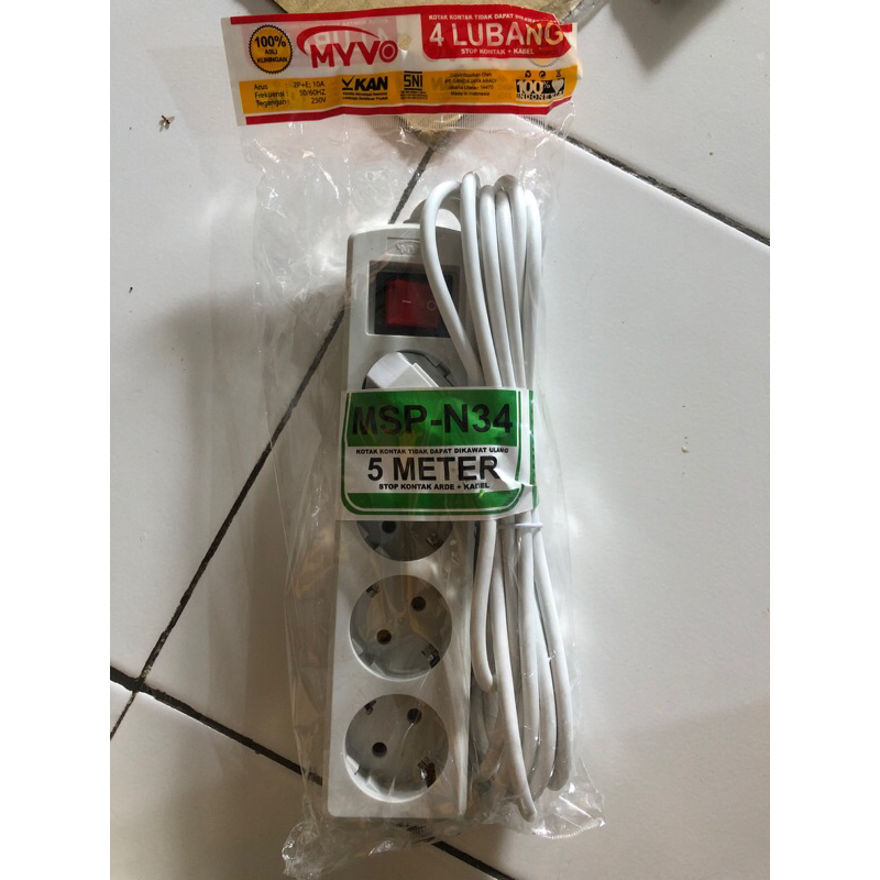 Jual Stop Kontak Myvo 2 Lubang, 3 Lubang, 4 Lubang, SNI Kabel 3 Meter/5meter| Terminal Colokan ...