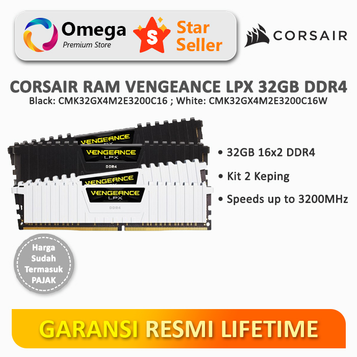 Jual Corsair RAM Vengeance LPX 32GB 16x2 DDR4 3200MHz | Shopee Indonesia