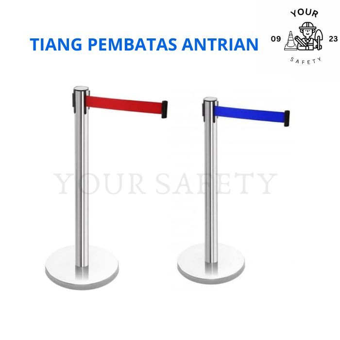 Jual Tiang Antrian Pembatas Stainless Adjustable Pita (CEK DESKRIPSI ...
