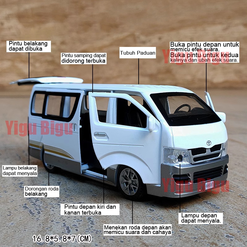 Jual Skala 1:32 Toyota Hiace Model Mobil Paduan Miniatur Diecast Mobil ...
