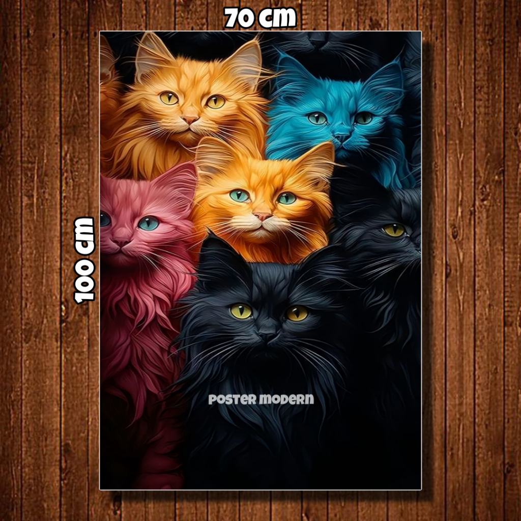 Jual HIASAN DINDING POSTER GAMBAR KUCING 3D ART UKURAN BESAR #07 ...