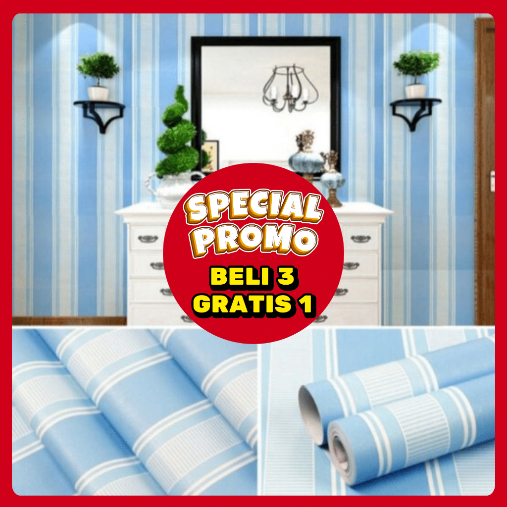 Jual PAKET PROMO Wallpaper Stiker Ruang Tamu Minimalis Motif Salur Hijau Wallpaper Dinding Kamar ...