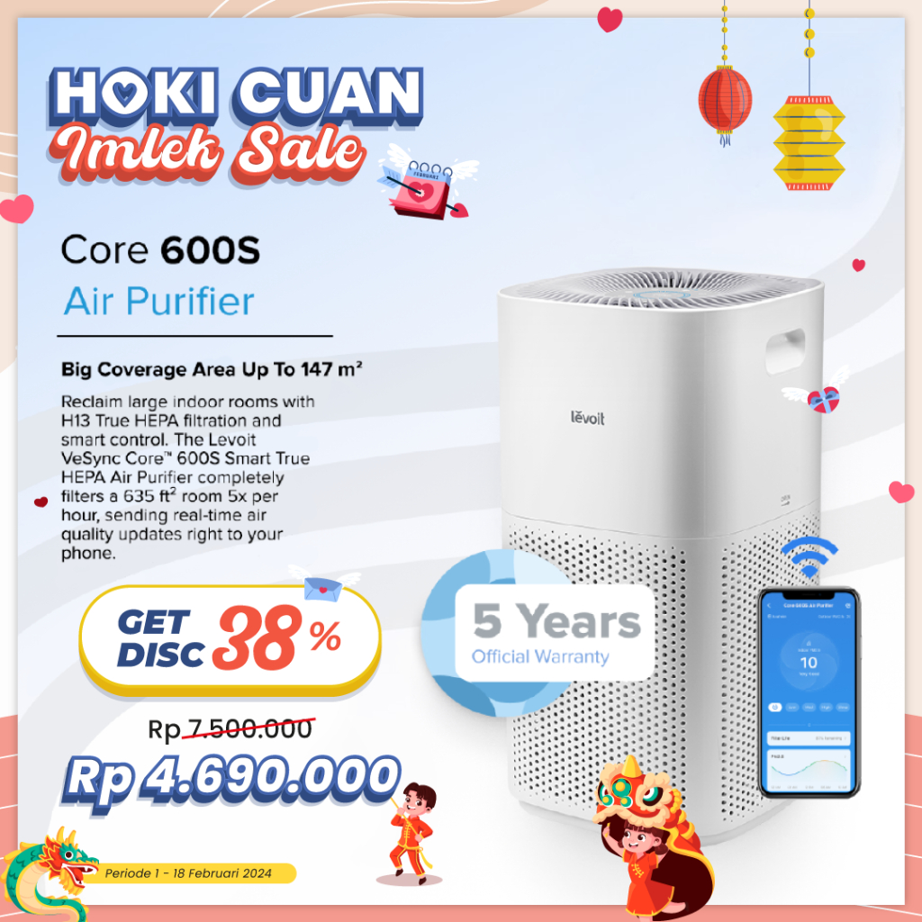 Jual Levoit VeSync Core 600S Smart WiFi True HEPA Air Purifier H13 Original | Shopee Indonesia