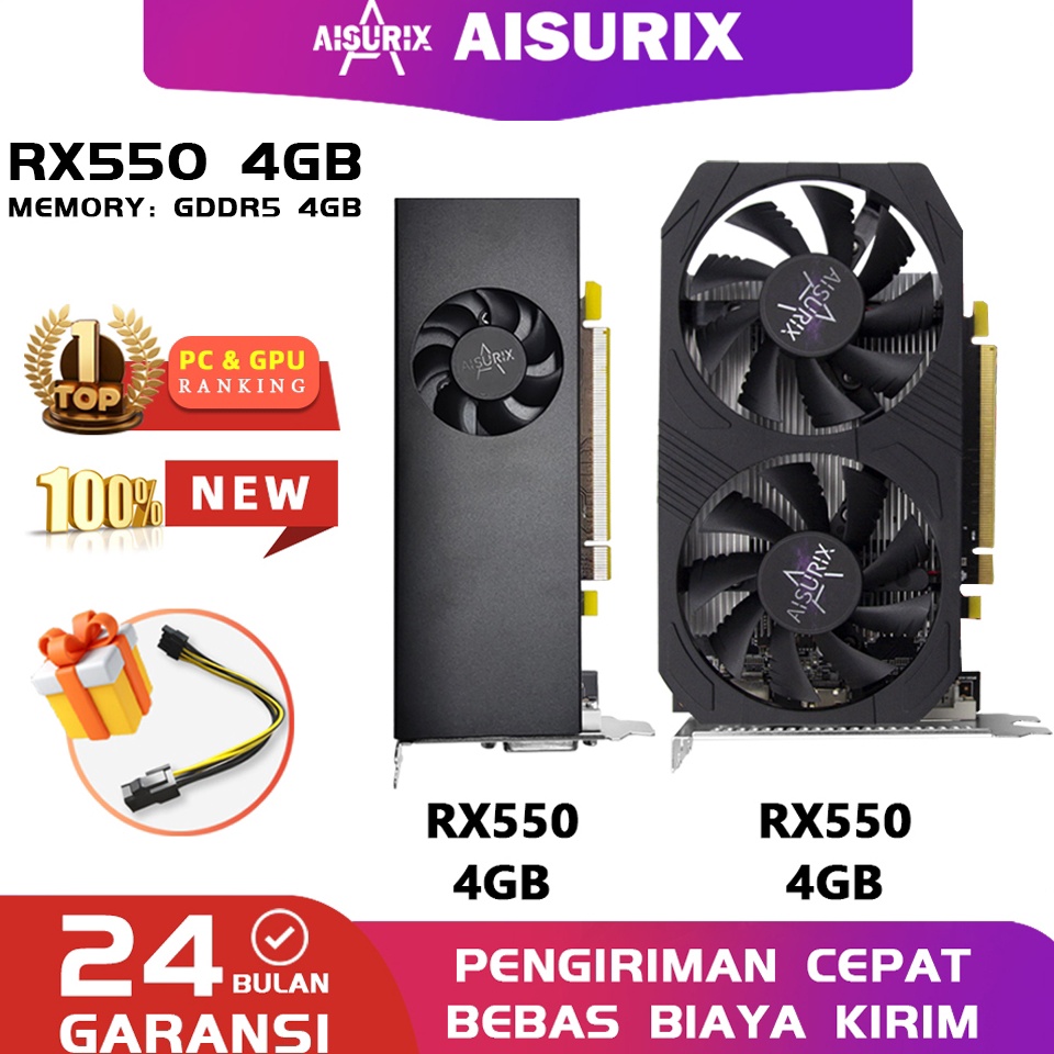 Jual ART K8T AISURIX AMD RX 55 4GB DDR5 128Bit Graphics Card Dual Fans ...