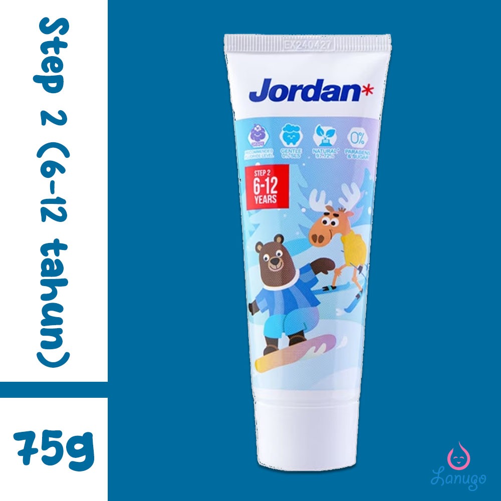 Jual JORDAN TOOTHPASTE PASTA GIGI ODOL ANAK STEP 1 STEP 2 75GR | Shopee ...