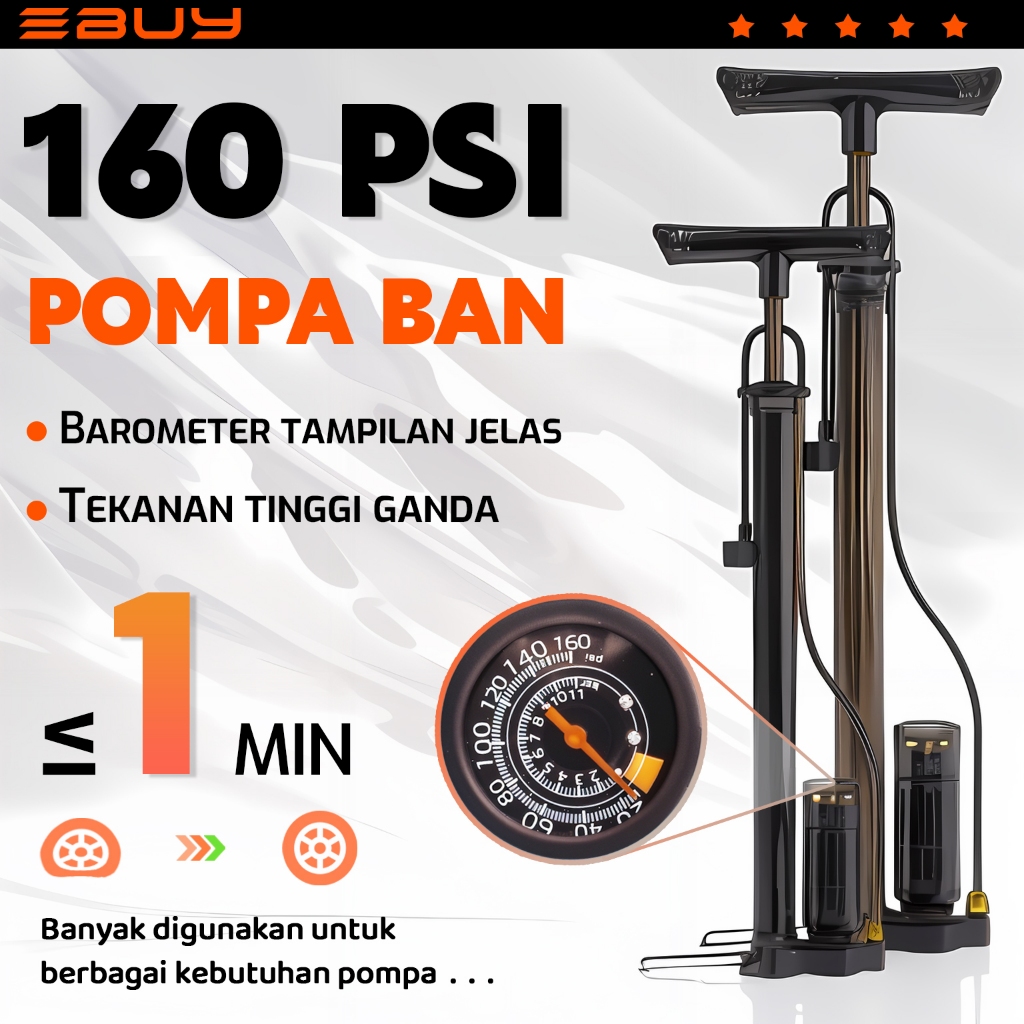 Jual Pompa Ban Premium Portable 160PS Pompa tekanan tingg Sepeda Pompa ...