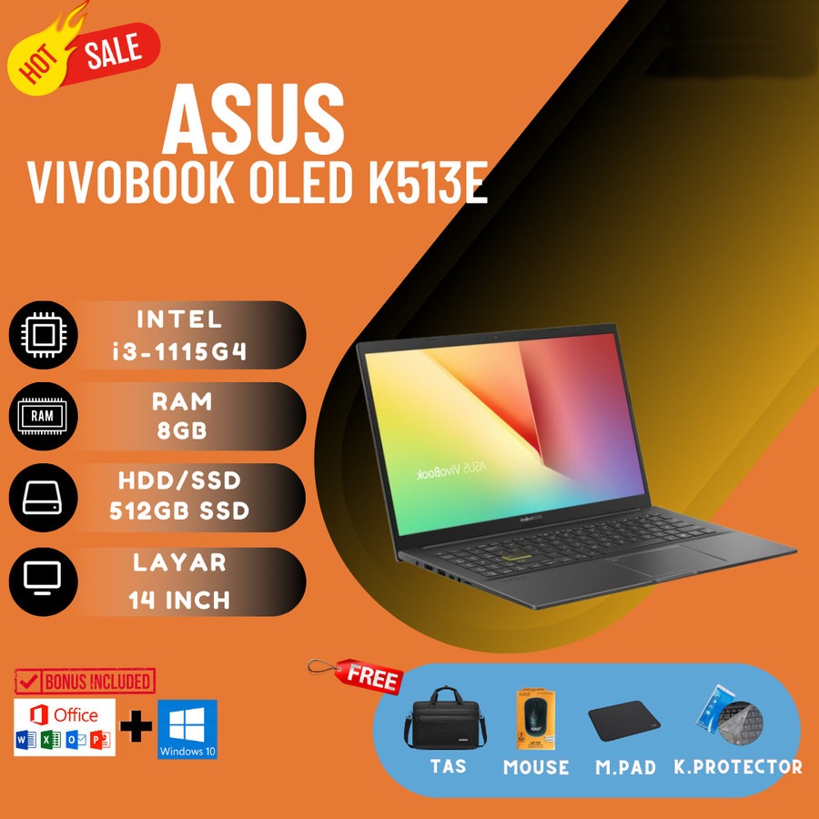 Jual ASUS VIVOBOOK OLED K513E / Intel i3-1115G4 / RAM 8GB / SSD 512GB ...