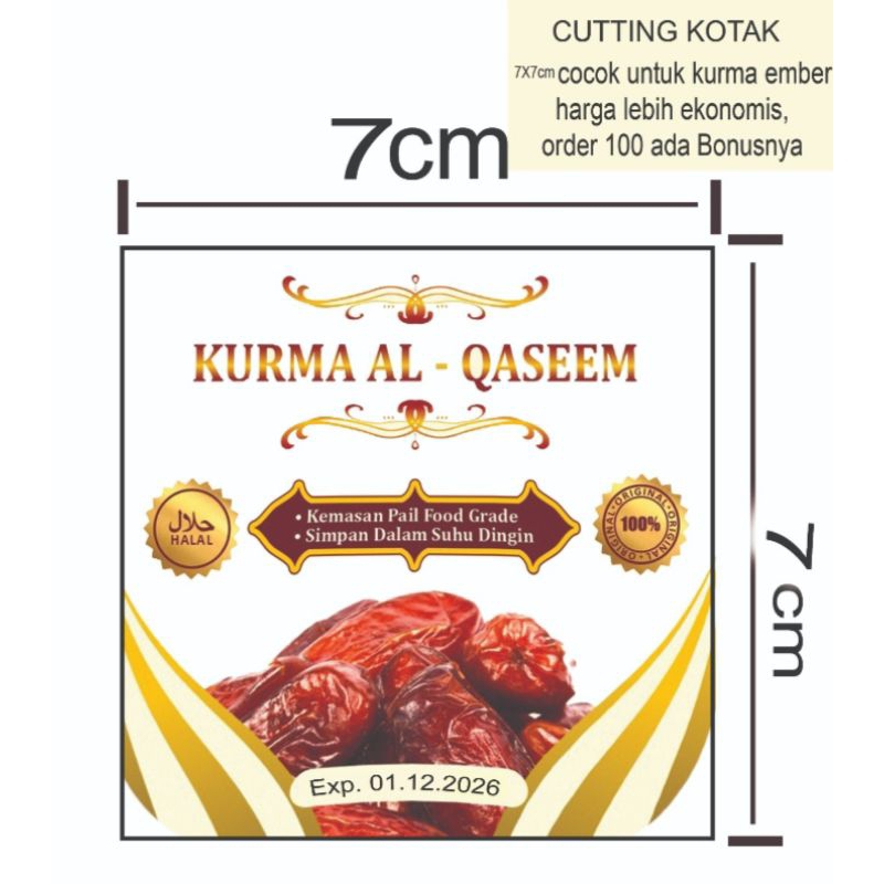 Jual STICKER KURMA AL QASSIM / STICKER KURMA SUKARI / LABEL KURMA ...