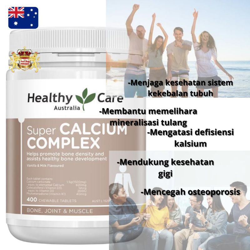Jual Healthy Care Super Calcium Complex 400 Chewable Tablets | Shopee ...