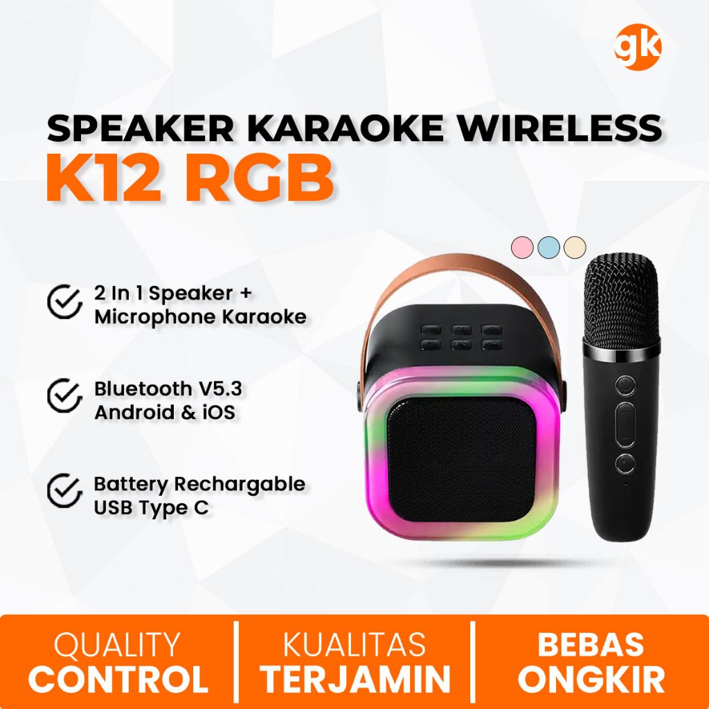 Jual K12 Speaker Bluetooth Microphone Karaoke Mini Wireless Portable Colorful Rechargeable Type ...