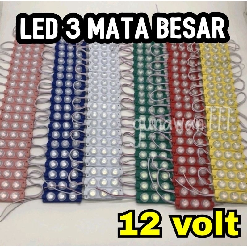 Jual Lampu led kolong strip modul 3 mata besar 12v | Shopee Indonesia