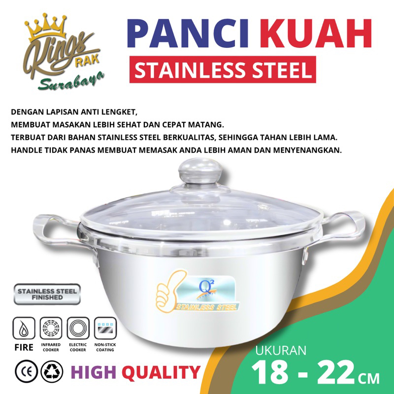 Jual Panci Kuah Sup Sop Stainless Tutup Kaca Panci Kuwah Stainless ...