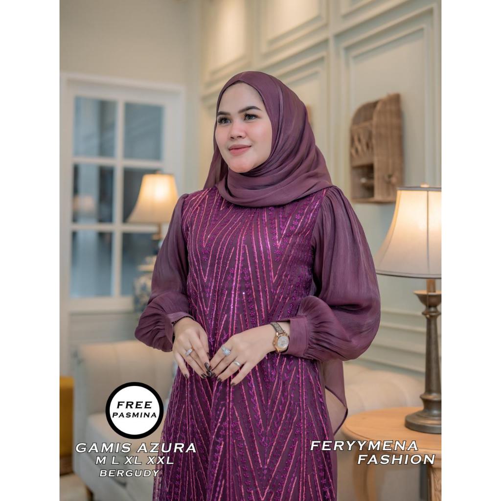 Jual MQ GAMIS AZURA SHIMER YOURYU/ GAMIS LEBARAN 2024 / GAMIS PESTA ...