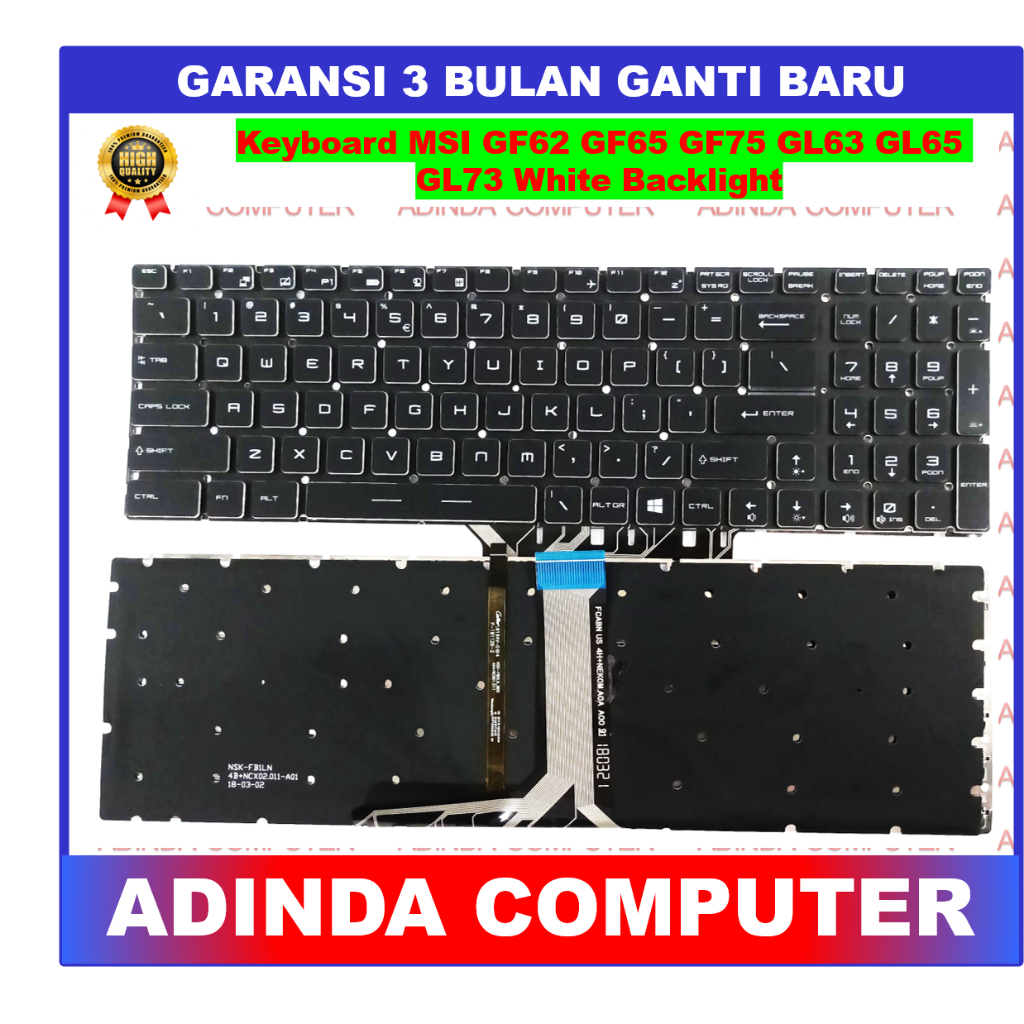 Jual Keyboard MSI GF62 GF65 GF75 GL63 GL65 GL73 GL75 GP63 WHITE ...