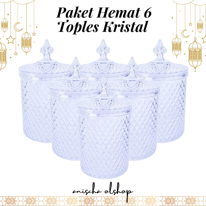Jual Paket Hemat 6 Toples Kristal Toples Lebaran Toples Nastar Toples Mewah Serbaguna | Shopee ...