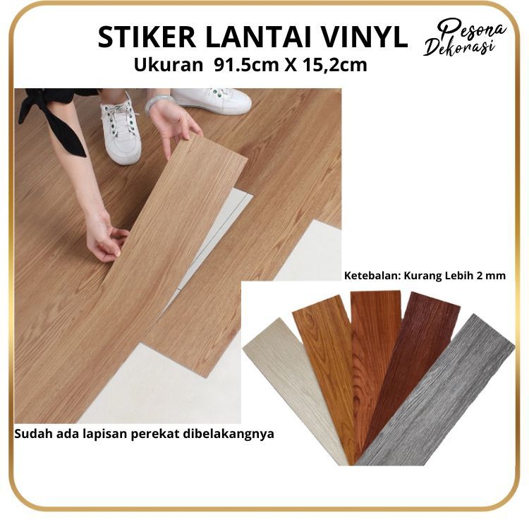 Jual PROMO!! Lantai Vinyl Motif Kayu 91,5cm x 15,25cm Murah Ketebalan 2mm (GF) | Shopee Indonesia