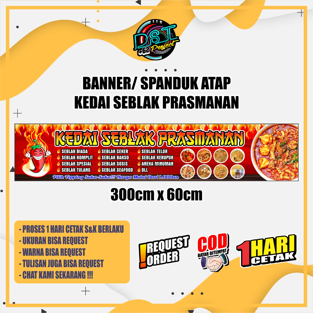 Jual BANNER / SPANDUK ATAP RUMAH atau RUKO SEBLAK PRASMANAN 300 X 60 ...