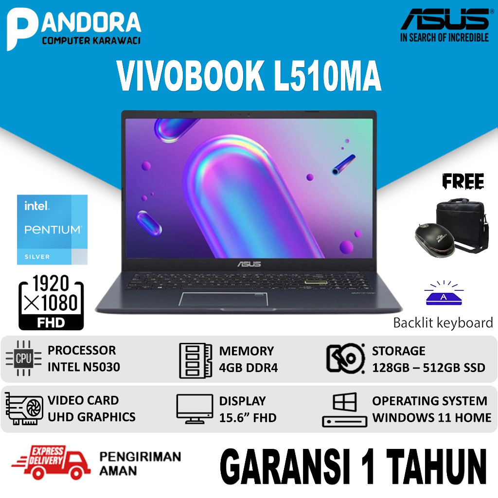 Jual LAPTOP ASUS L510MA INTEL PENTIUM SILVER N5030 4GB 512GB SSD WIN 11 ...
