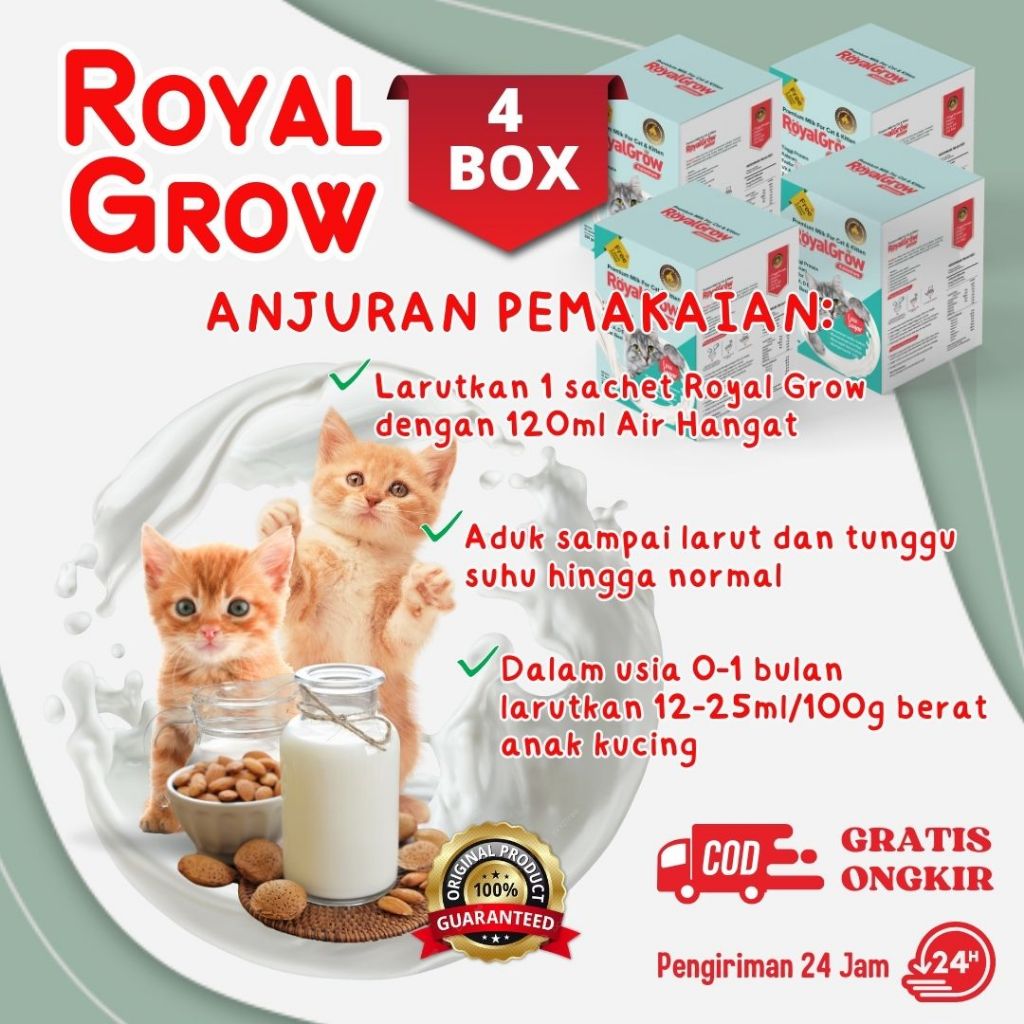 Jual 4 Box Susu Kucing Royal Grow - Royal Grow Original - Susu Untuk ...