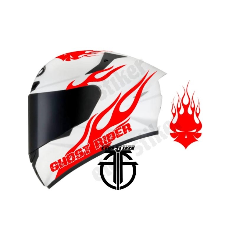 Jual Stiker Helm Full Face Ghost Rider Motif Api | Shopee Indonesia