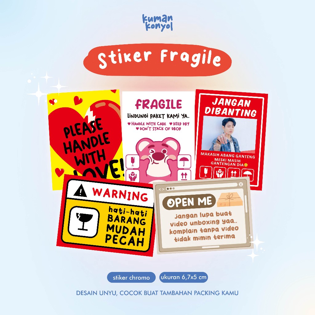 Jual STIKER FRAGILE - CUTE STICKER FRAGILE - STIKER LUCU - STIKER PECAH ...
