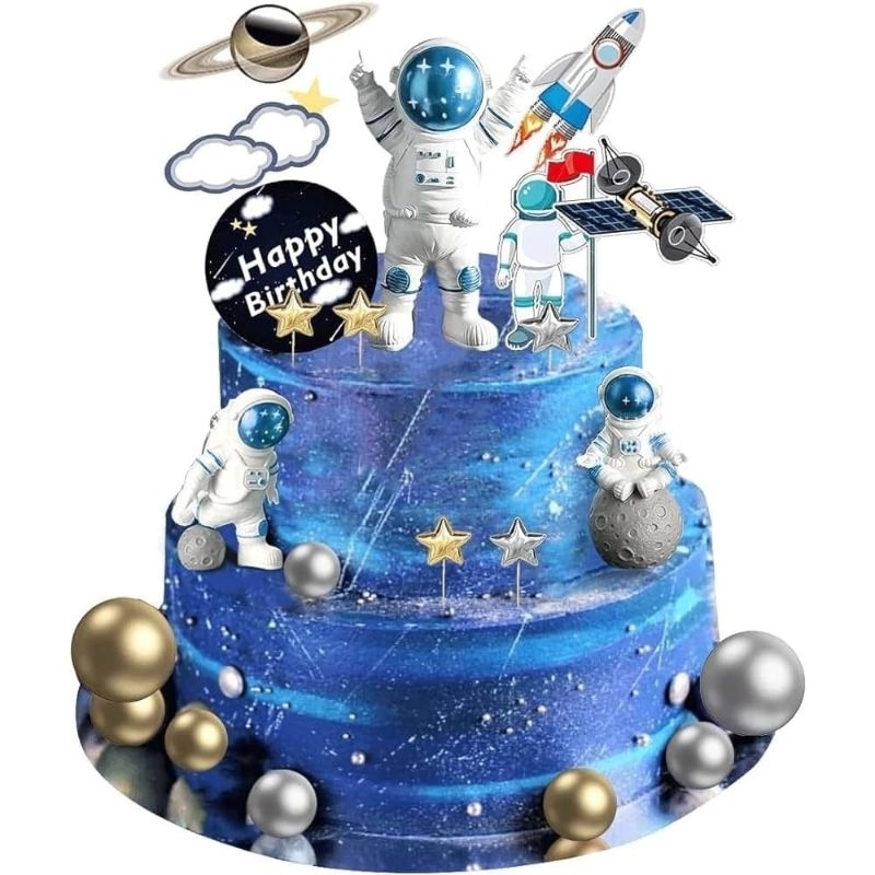Jual {MY} Mainan Set 3in1 Topper kue Bahan PVC Astronot Luar Angkasa ...