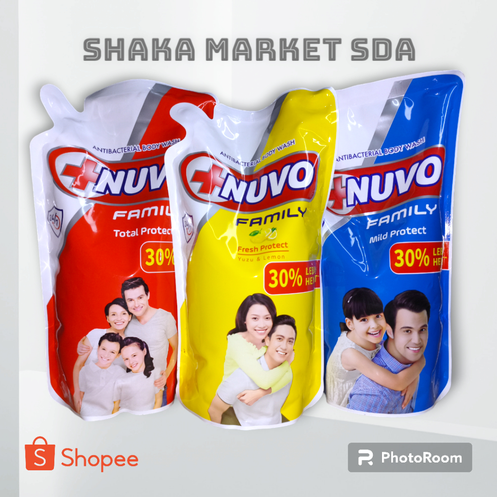 Jual NUVO BODY WASH SABUN MANDI CAIR JUMBO 825 ML REFFIL ANTIBACTERIAL TOTAL PROTECT MILD ...