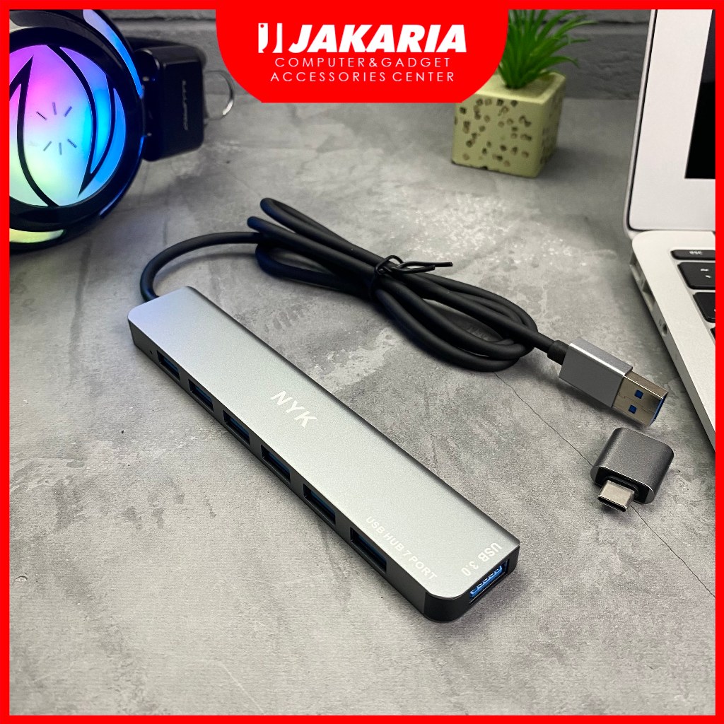 Jual USB Hub 3.0 7 Port Type C Type A Kabel Panjang 1 meter 1m NYK V-10 V10 | Shopee Indonesia