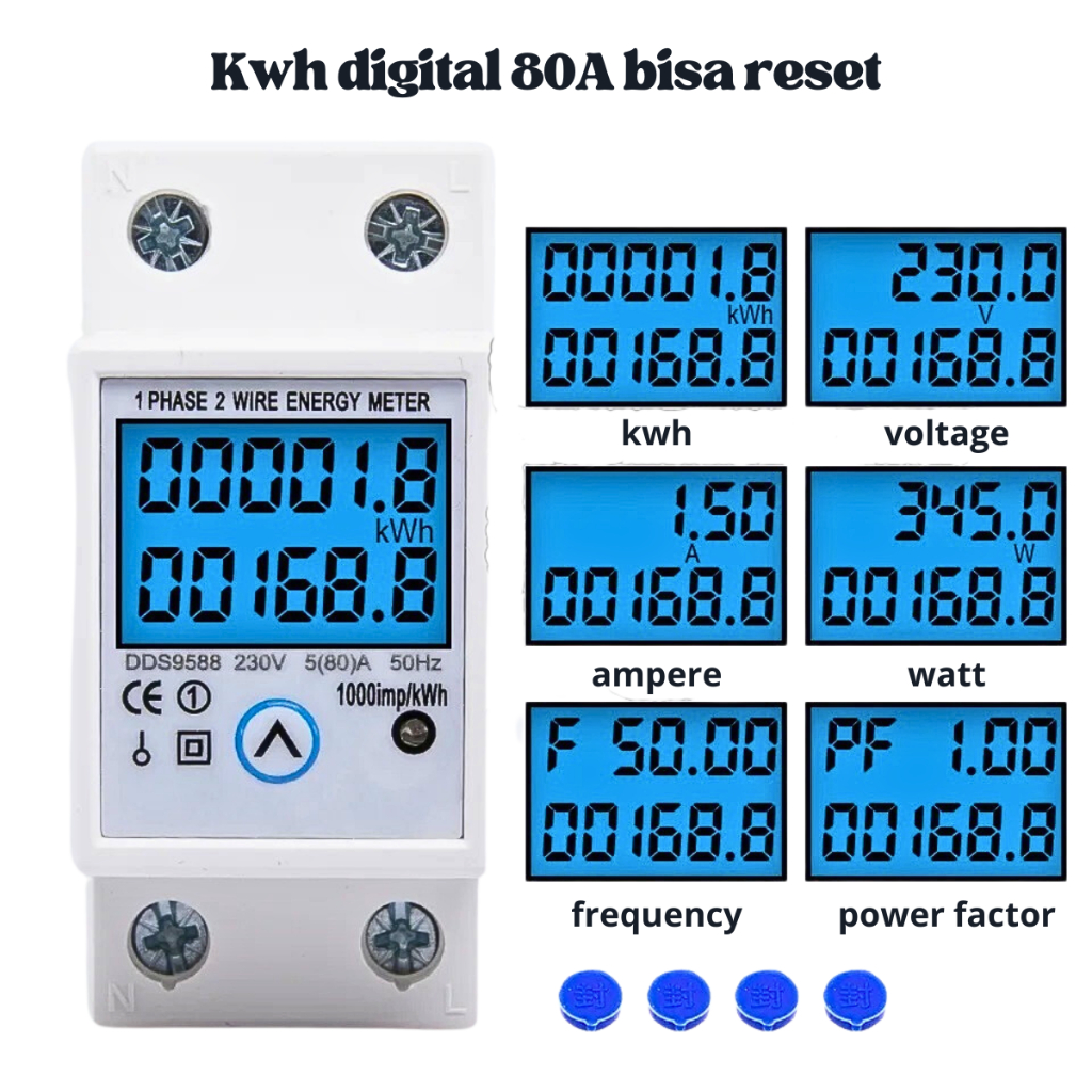Jual KWH Meter Digital 1 Phase Alat Pengukur Listrik Voltmeter Watt Meter Ampere Bisa Reset ...