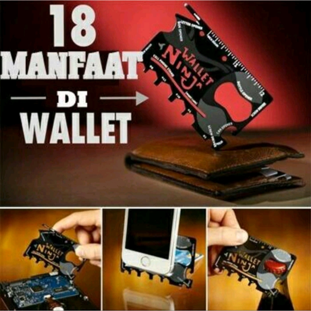 Jual Wallet Ninja Kartu Magic EDC Serbaguna 18in1 obeng kacamata Kunci ...