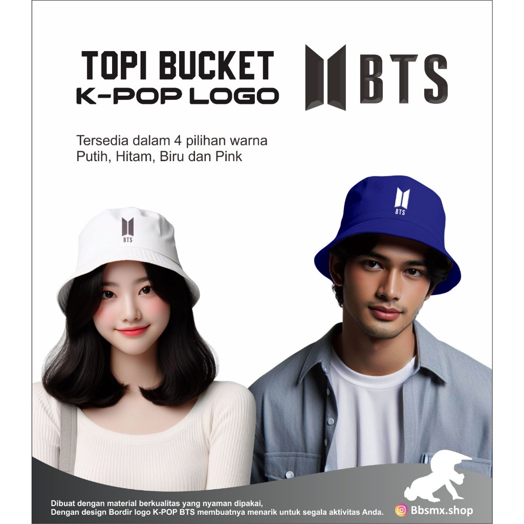 Jual TOPI BUCKET KOREA K-POP BTS TERBARU LOGO BORDIR TEBAL | Shopee ...