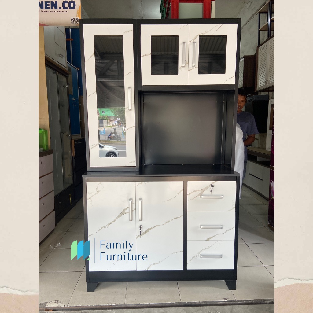 Jual Lemari Dapur Lemari Sayur Minimalis Plat Besi Kombi Hitam Putih ...