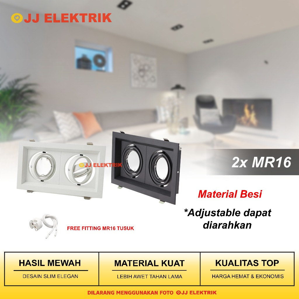 Jual Kap Lampu Downlight Halogen Sorot Spotlight 2 Lubang MR16 Double Spot | Shopee Indonesia