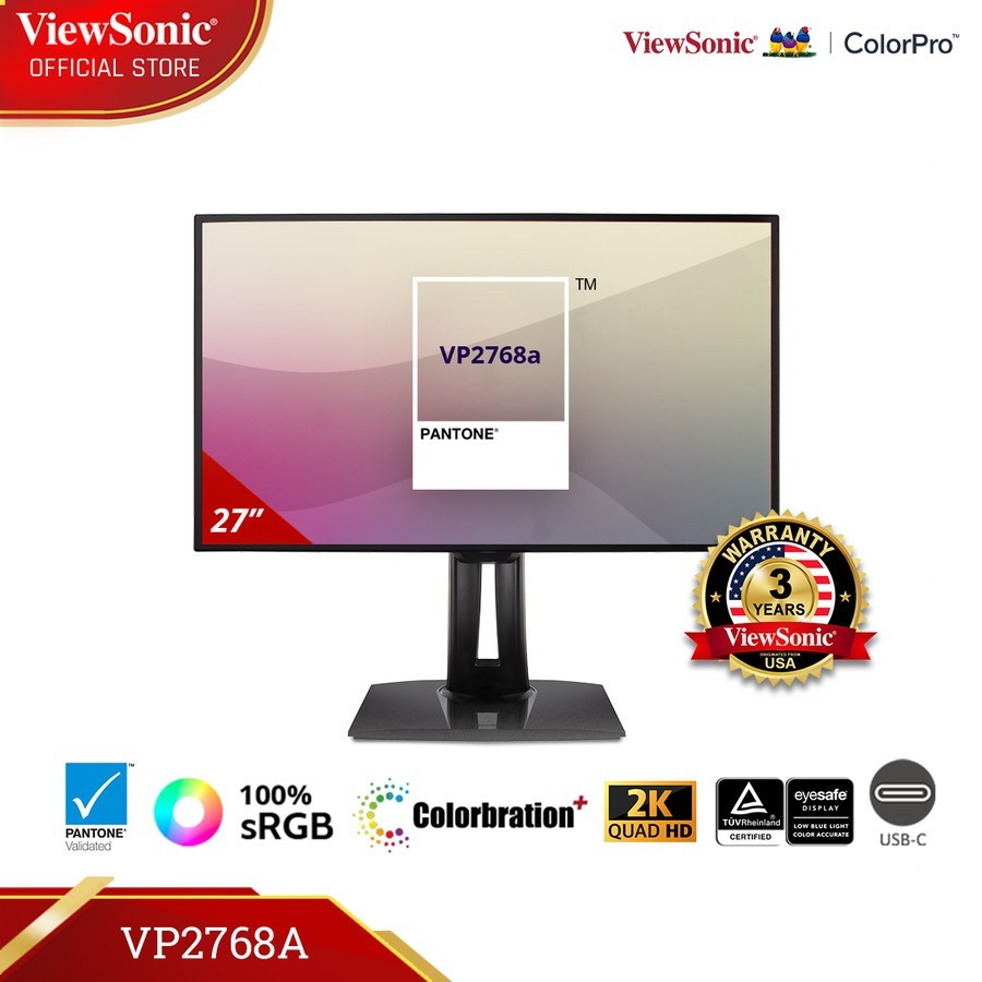 Jual ViewSonic VP2768A-2K 27 Inch 100% sRGB Monitor - QHD IPS Pantone ...