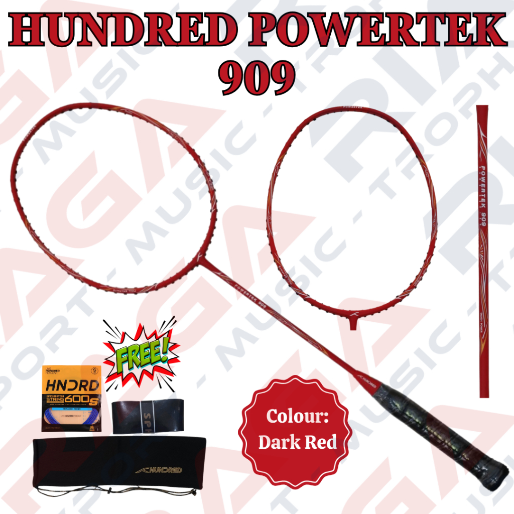 Jual Raket Badminton Original Hundred Powertek 909 - Dark Red | Shopee ...