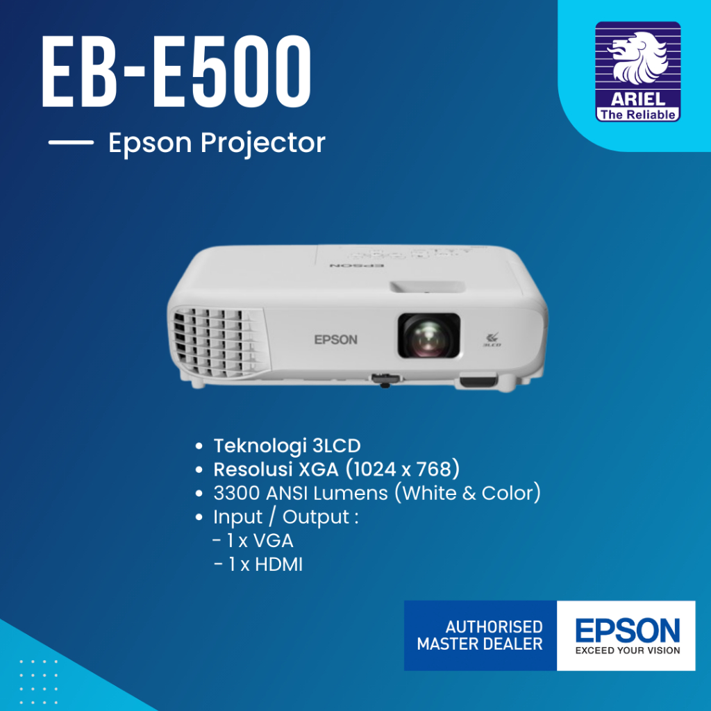 Jual Projector Epson EB-E500 3LCD XGA 3300 Lumens Proyektor EBX500 | Shopee Indonesia