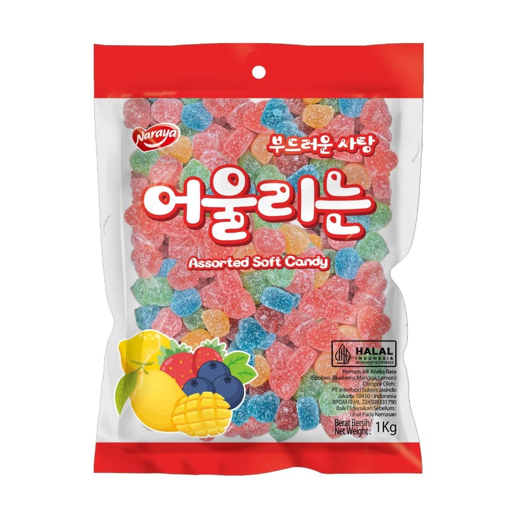 Jual NARAYA SOFT CANDY KEMASAN 1kg/ PERMEN JELLY NARAYA | Shopee Indonesia