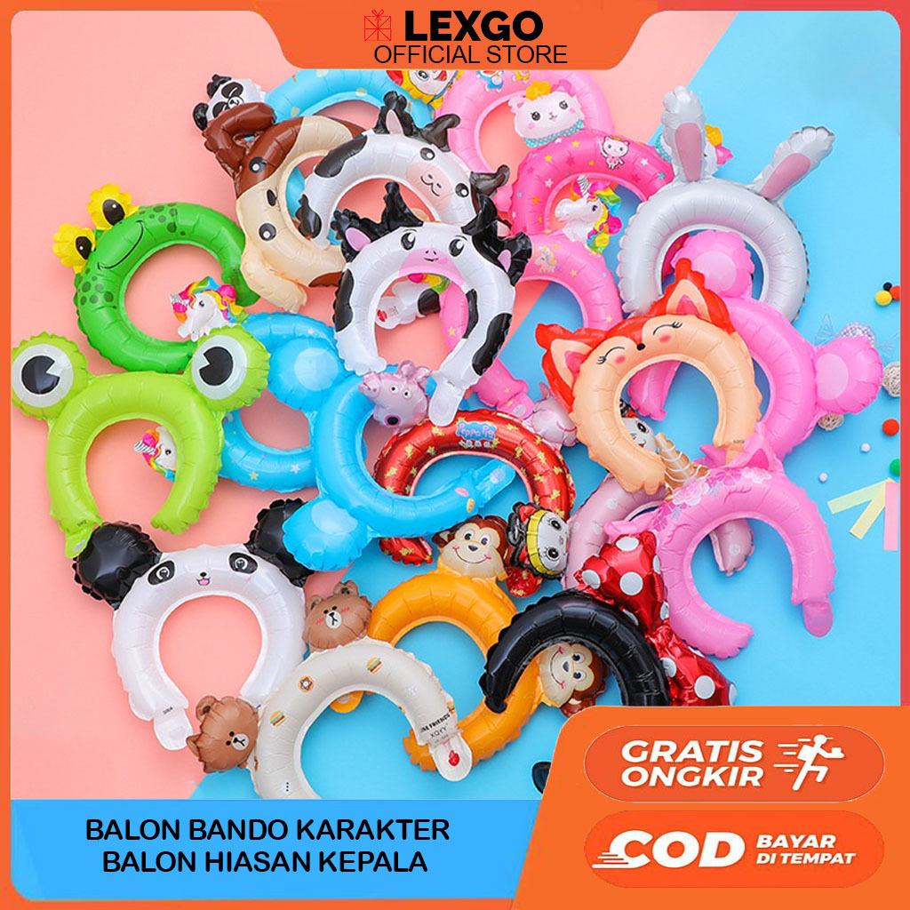 Jual Balon bando karakter binatang / animal head band balon bando ulang ...