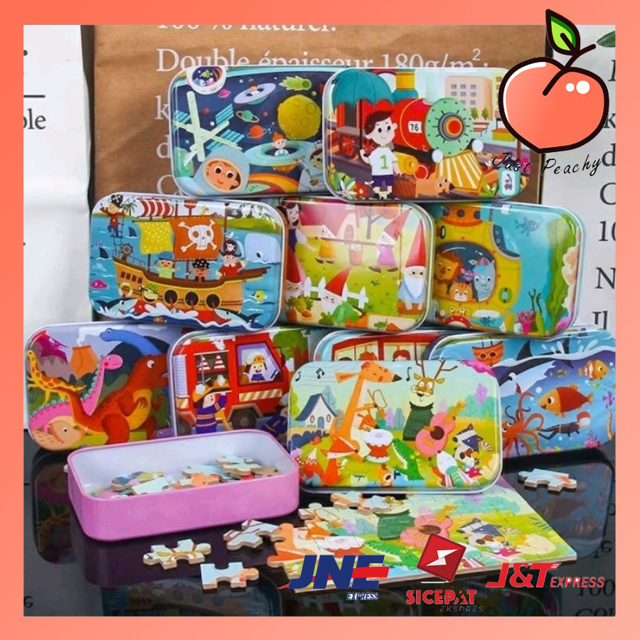 Jual Puzzle Kayu 60 pcs Mainan Edukasi anak kemasan kotak kaleng Hadiah ...