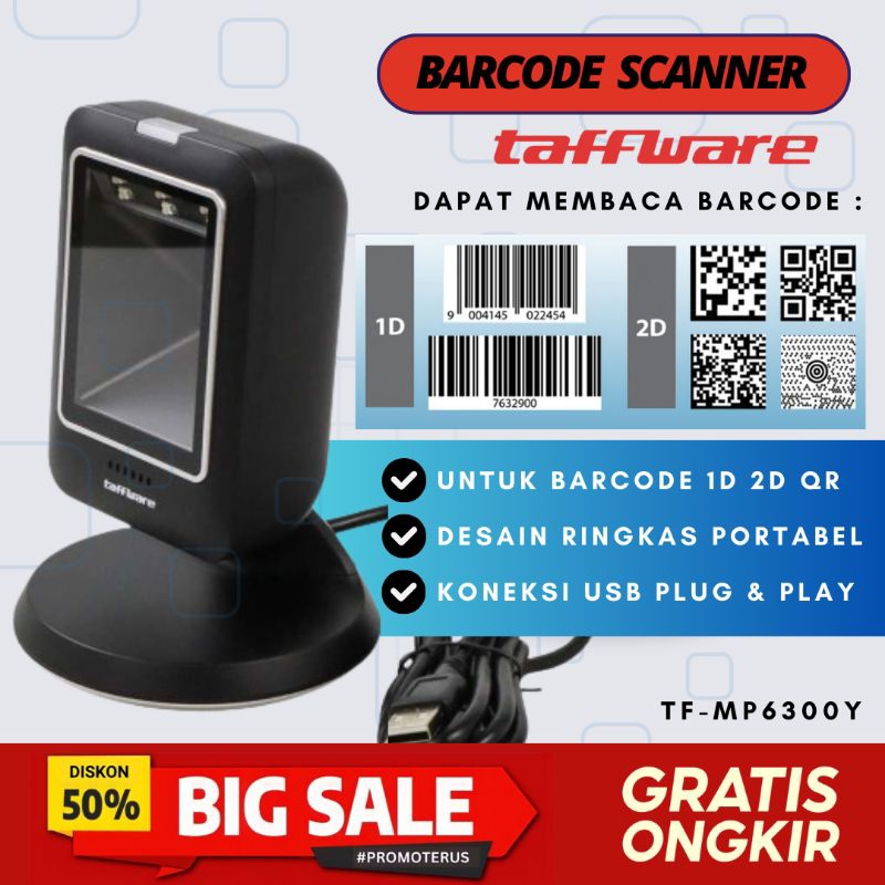 Jual Barcode Scanner Portable Dekstop Koneksi USB Bisa Scan 1D 2D QR ...