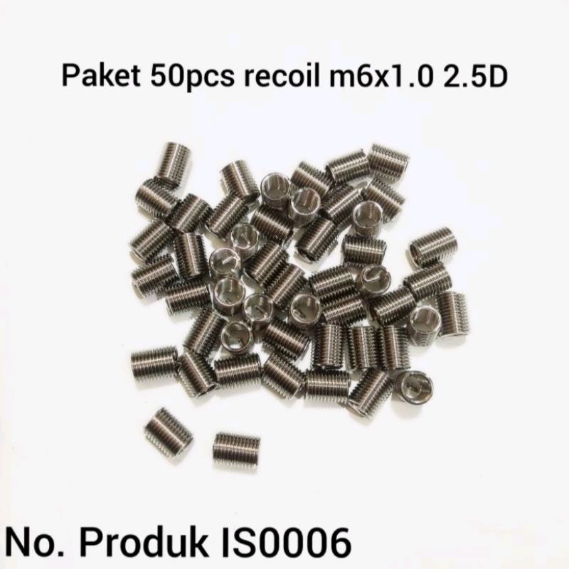 Jual paket 50pcs helicoil recoil m6x1.0 2.5D recoil baut 10 recoil baut ...