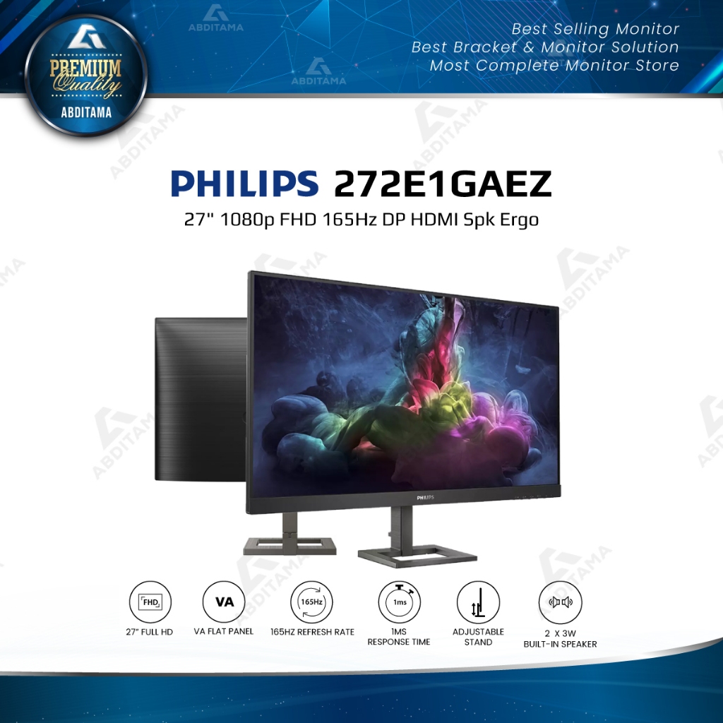 Jual Monitor LED Philips 272E1GAEZ 27" 1080p FHD 165Hz DP HDMI Spk Ergo ...