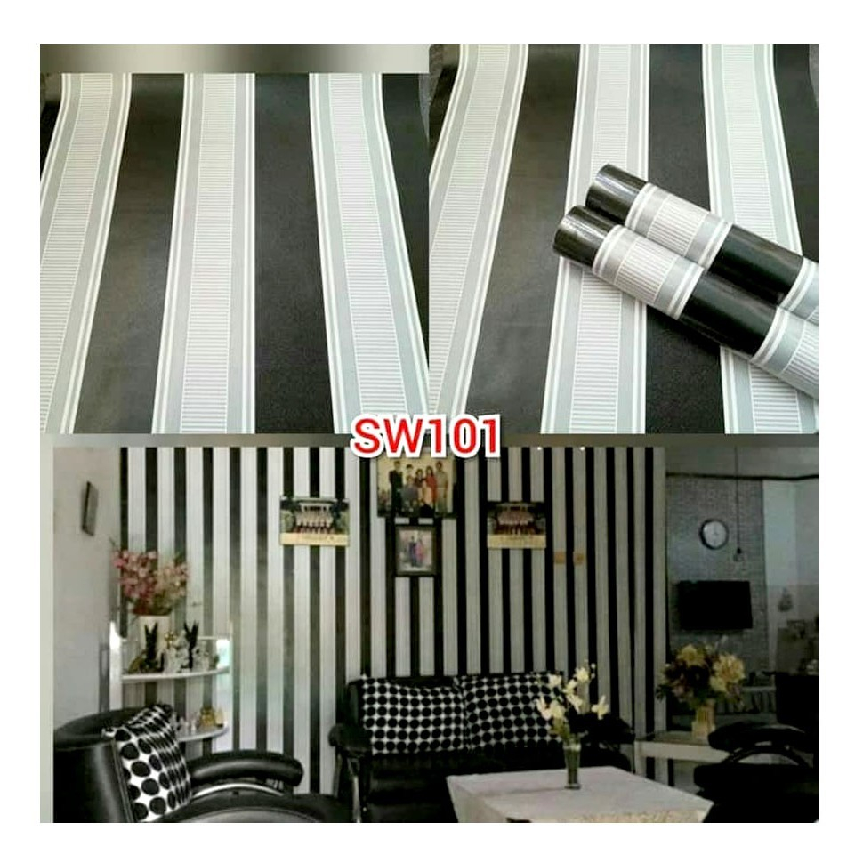 Jual (PROMO COD) Gudang Wallpaper Stiker Dinding Kamar Tidur Motif Panel Salur Kayu Vintage ...