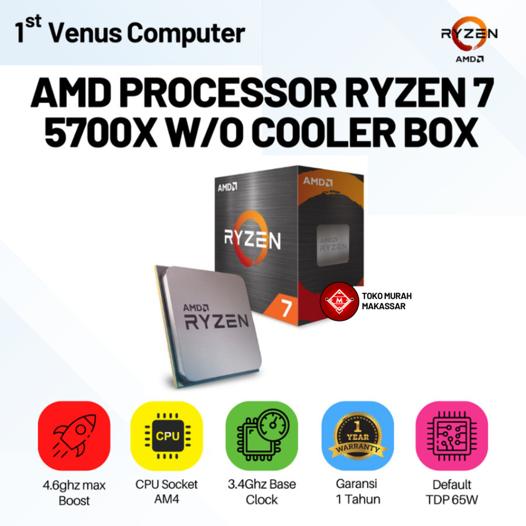 Jual AMD PROCESSOR RYZEN 7 5700X W/O COOLER BOX/AMD CPU Processor/PRO19 ...