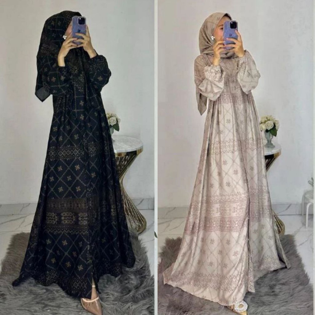 Jual Sulmitcollection Gamis Turkey Amara Set Hijab Gamis Hitam Cream ...